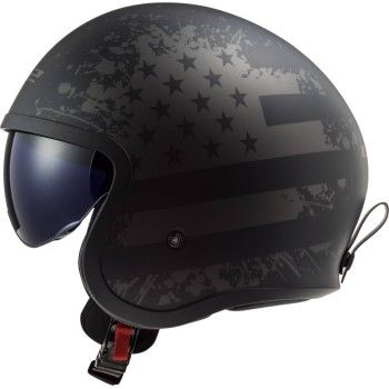 LS2 SPITFIRE BLACK FLAG vintage jet helmet moto scooter OF599 matt ...